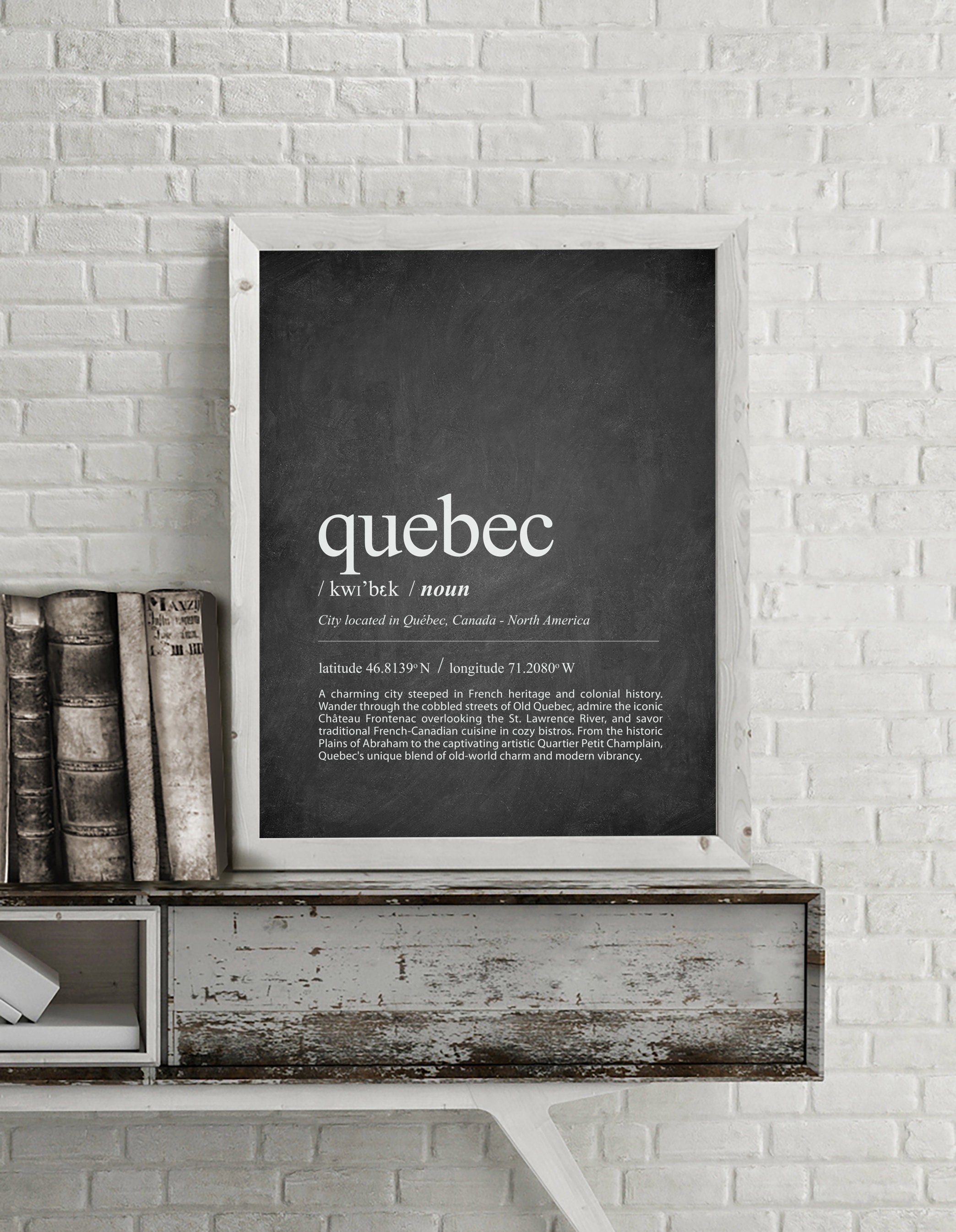 Quebec Definition Print, Quebec City Definition Poster, Black and White ...