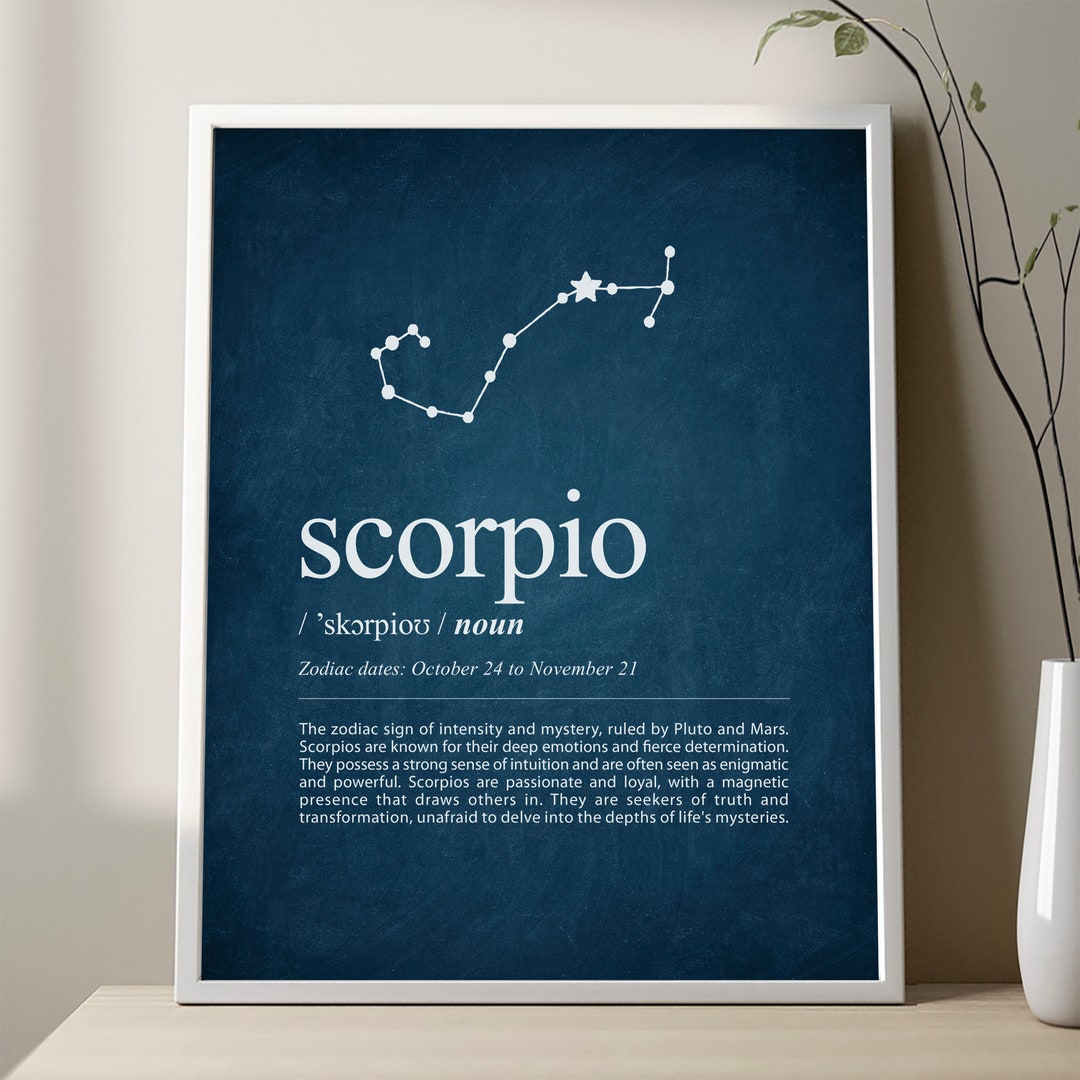 SCORPIO Definition Print, Scorpio Sign Definition Print, Scorpio ...