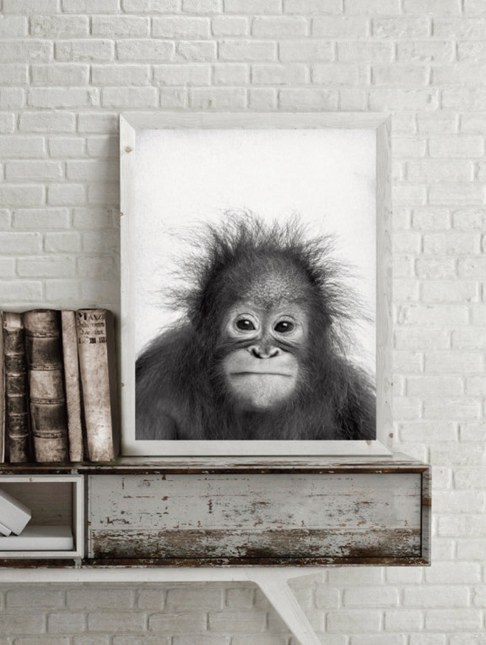 2 BABY Monkey Print Set, BABY Jungle Animal Poster Set, Baby Monkey ...