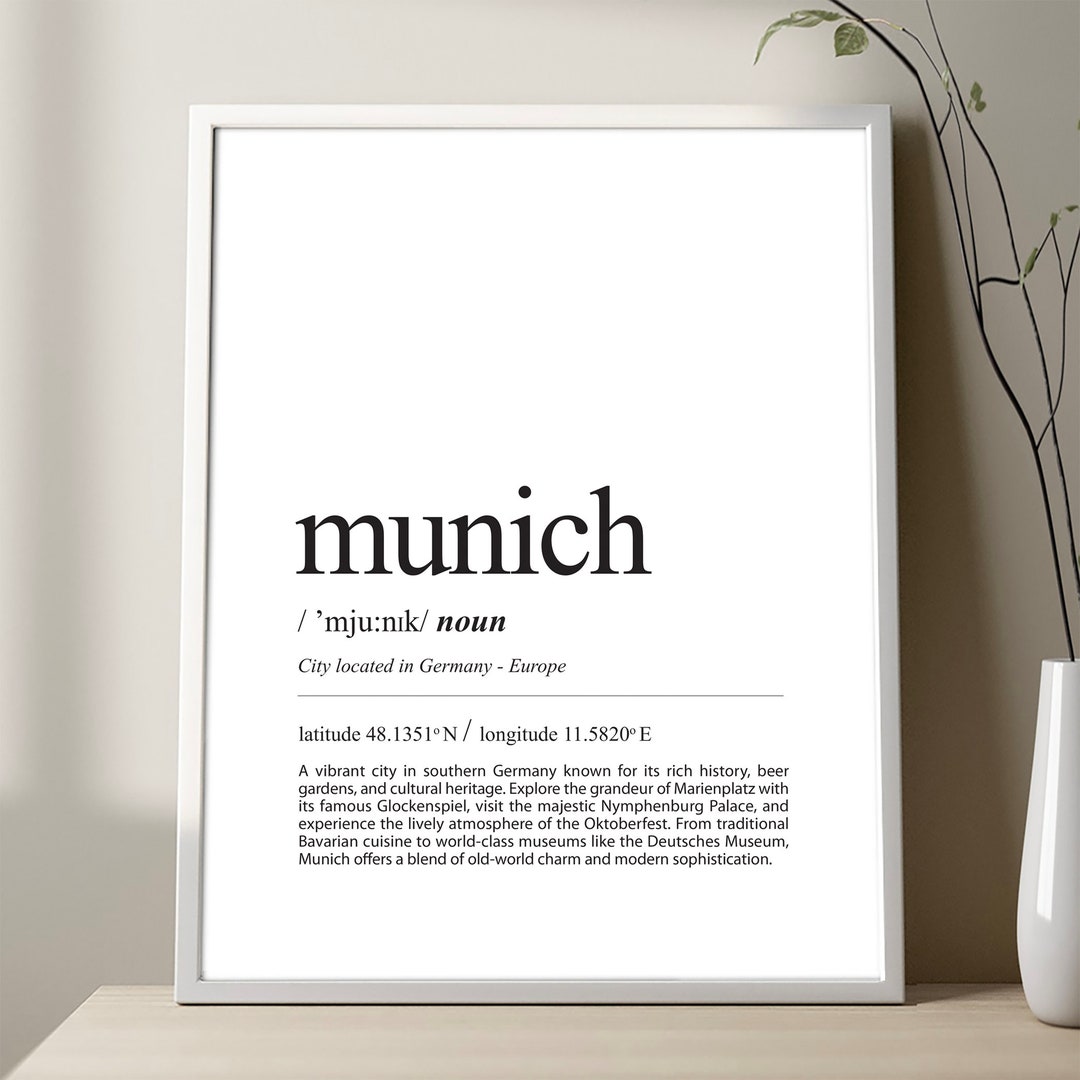 Munich Definition Print, Munich City Definition Poster, Munich Travel ...