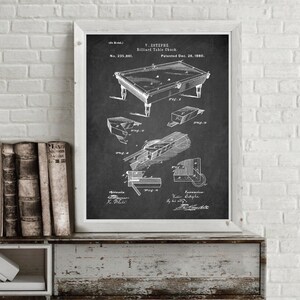 Billiard Pool TABLE Chuck Patent Print, Billiard Patent Poster, Vintage ...