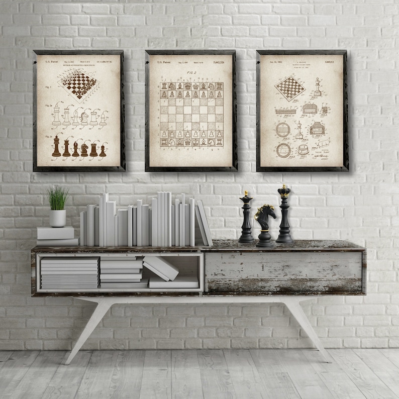 CHESS Board Game Patents 3 Poster Set, Vintage CHESS Board Game Patent ...