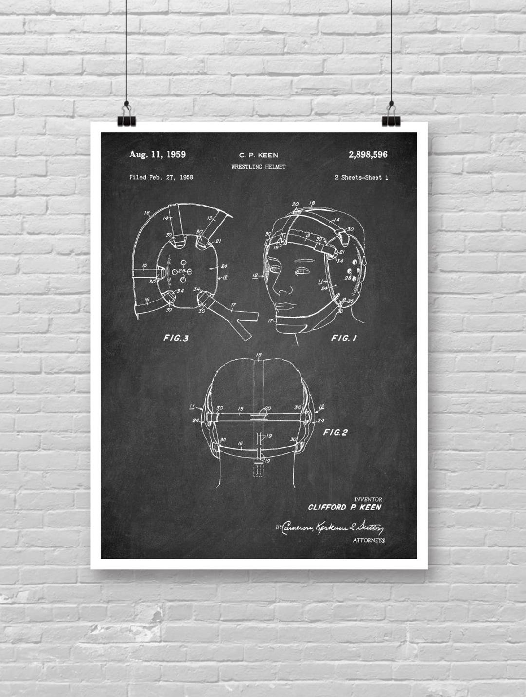 Wrestling Helmet Patent Print, Wrestling Helmet Technical Drawing ...