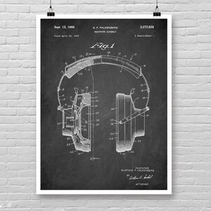 Audio MUSIC Patents 2 Poster Set, Vintage Headphones Patent Poster and ...