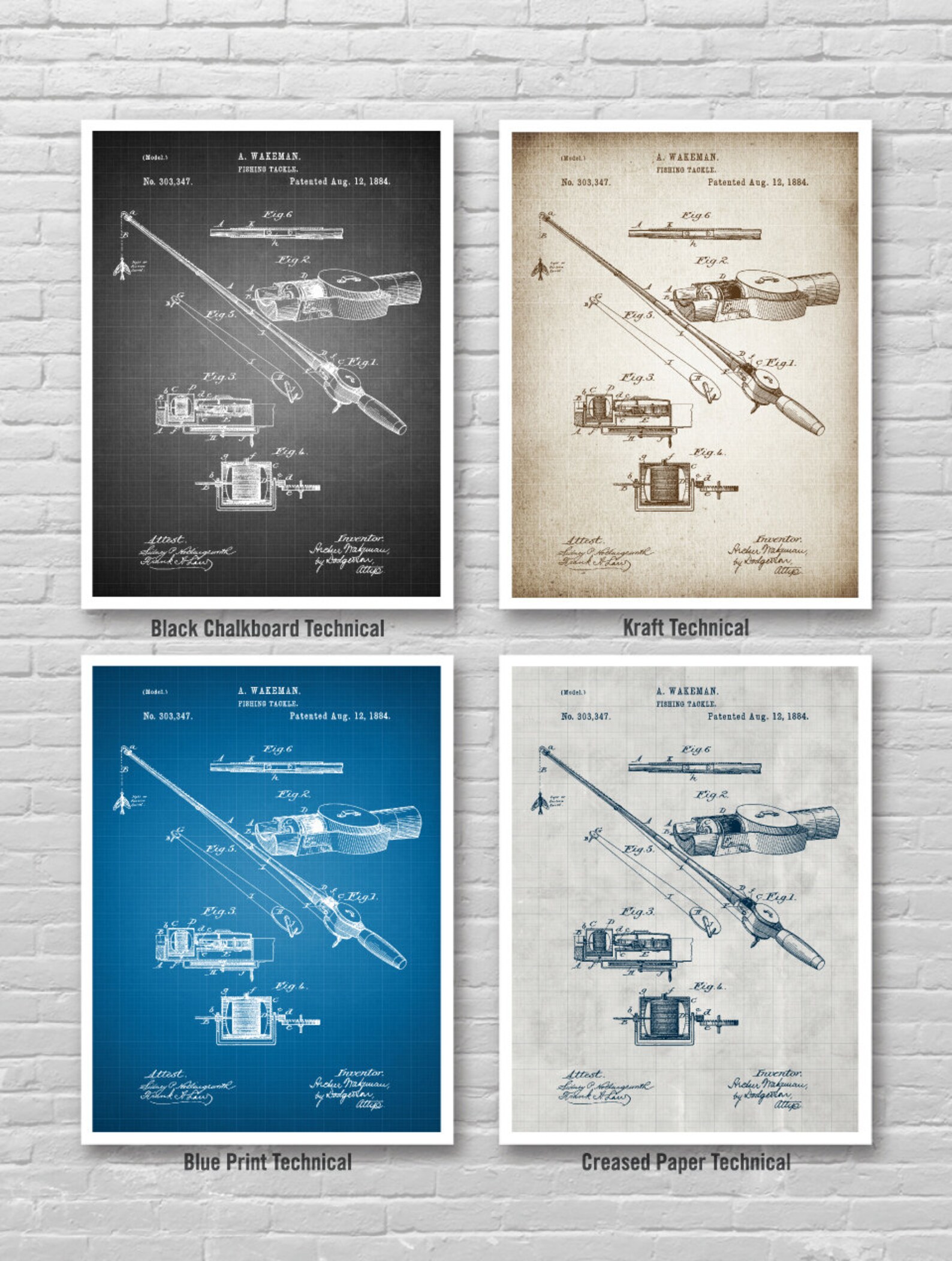 FISHING Patent 3 Print Set, Fishing Tackle Patent, Canoe Patent Poster ...