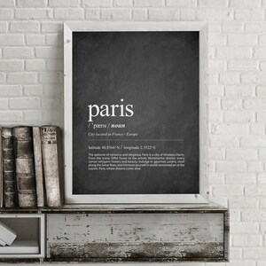 Paris Definition Print, Paris City Definition Poster, Paris Travel Wall ...