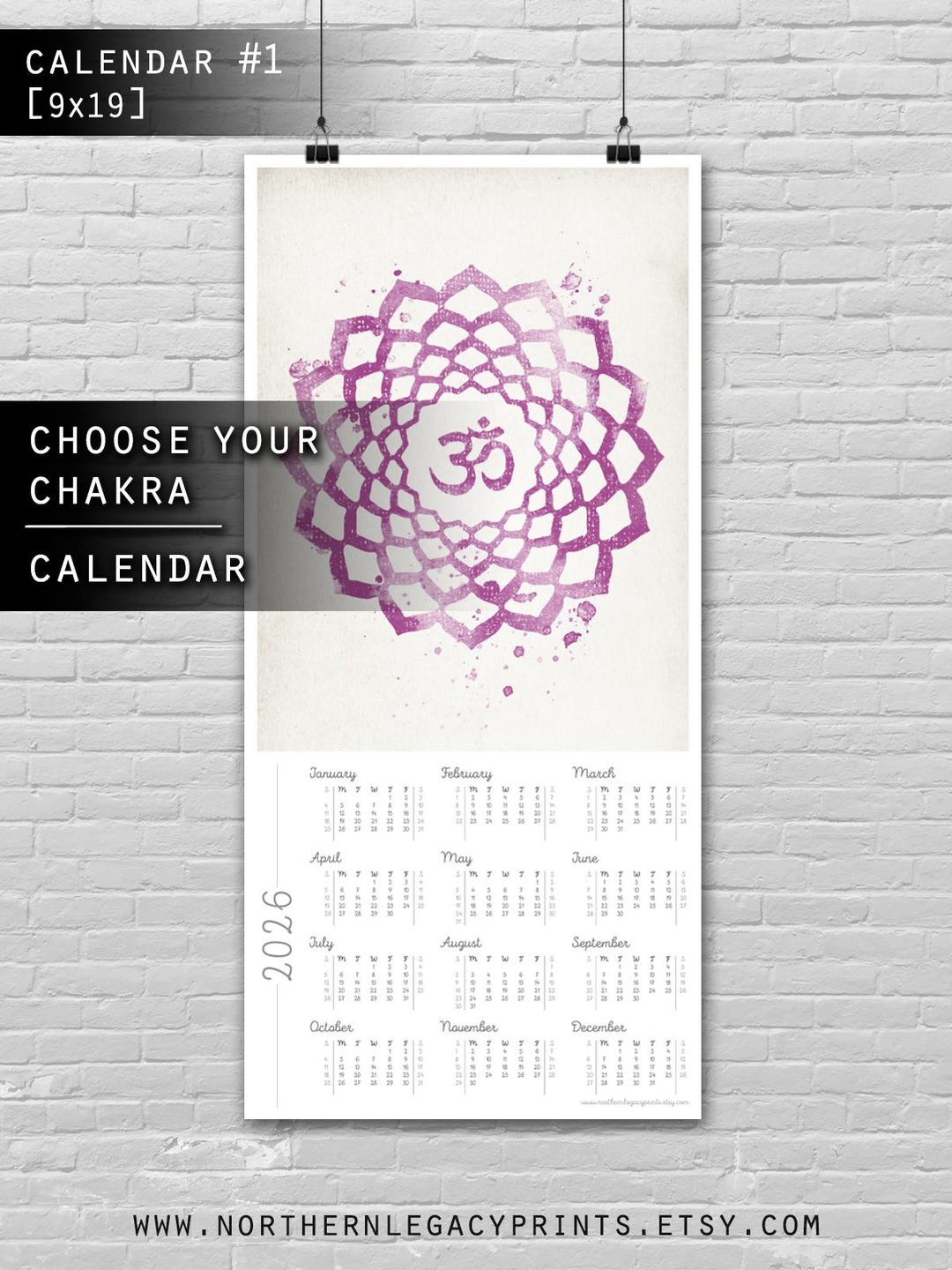 Buy 2026 Chakra Wall Calendar | One Page Watercolor Print | Seven ...