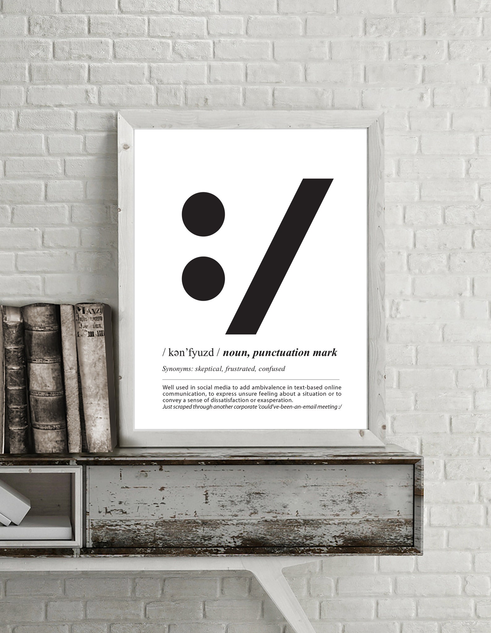 Confused Face Emoji Definition Print, Emoticon Definition Poster ...