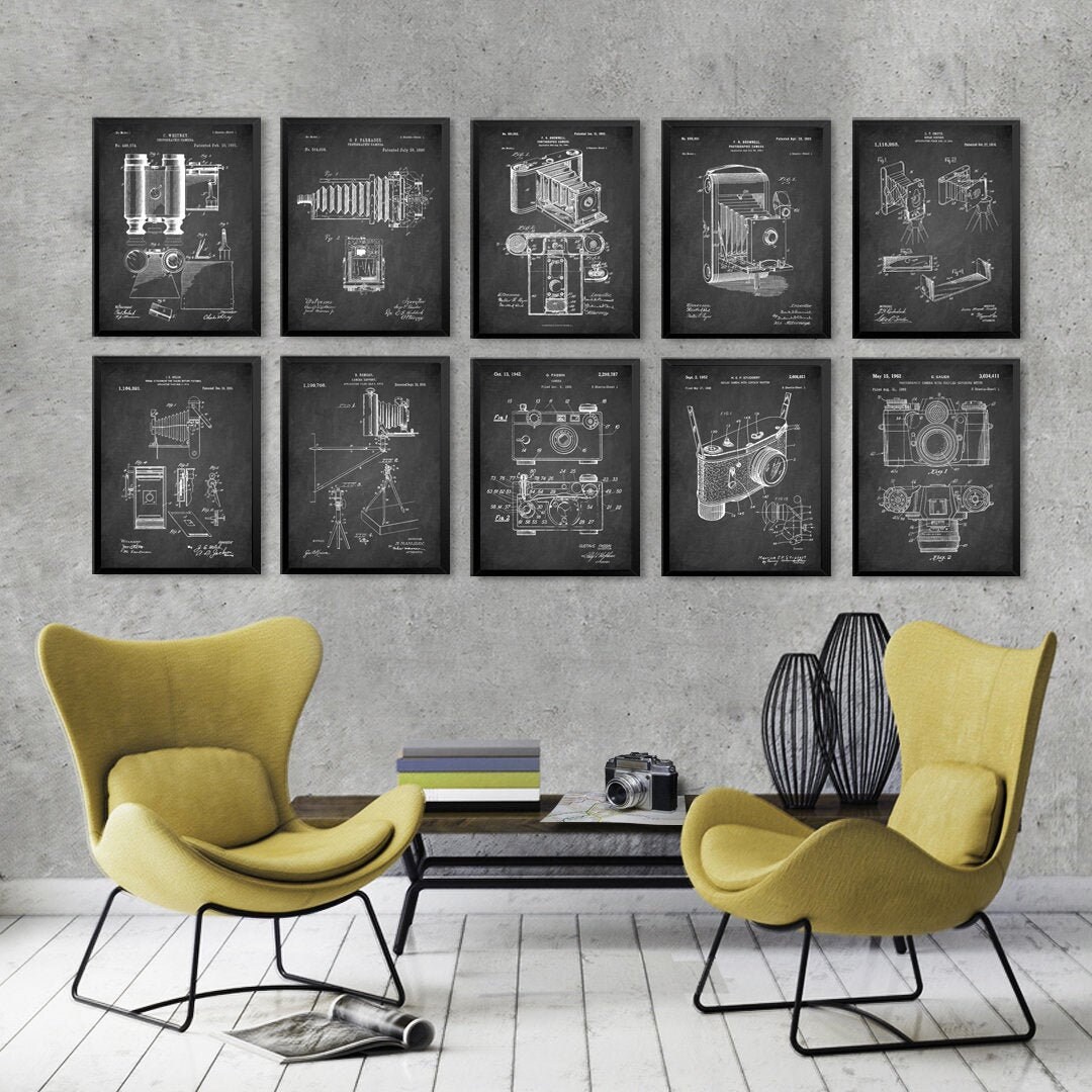 CAMERA Patent 10 Poster Set, Vintage Photographic Camera Patents ...
