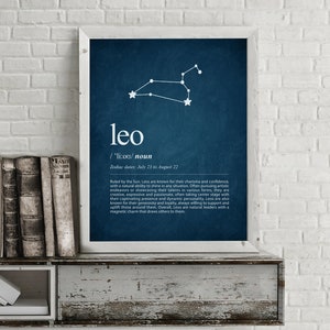 LEO Definition Poster, Leo Zodiac Sign Definition Print, Leo ...
