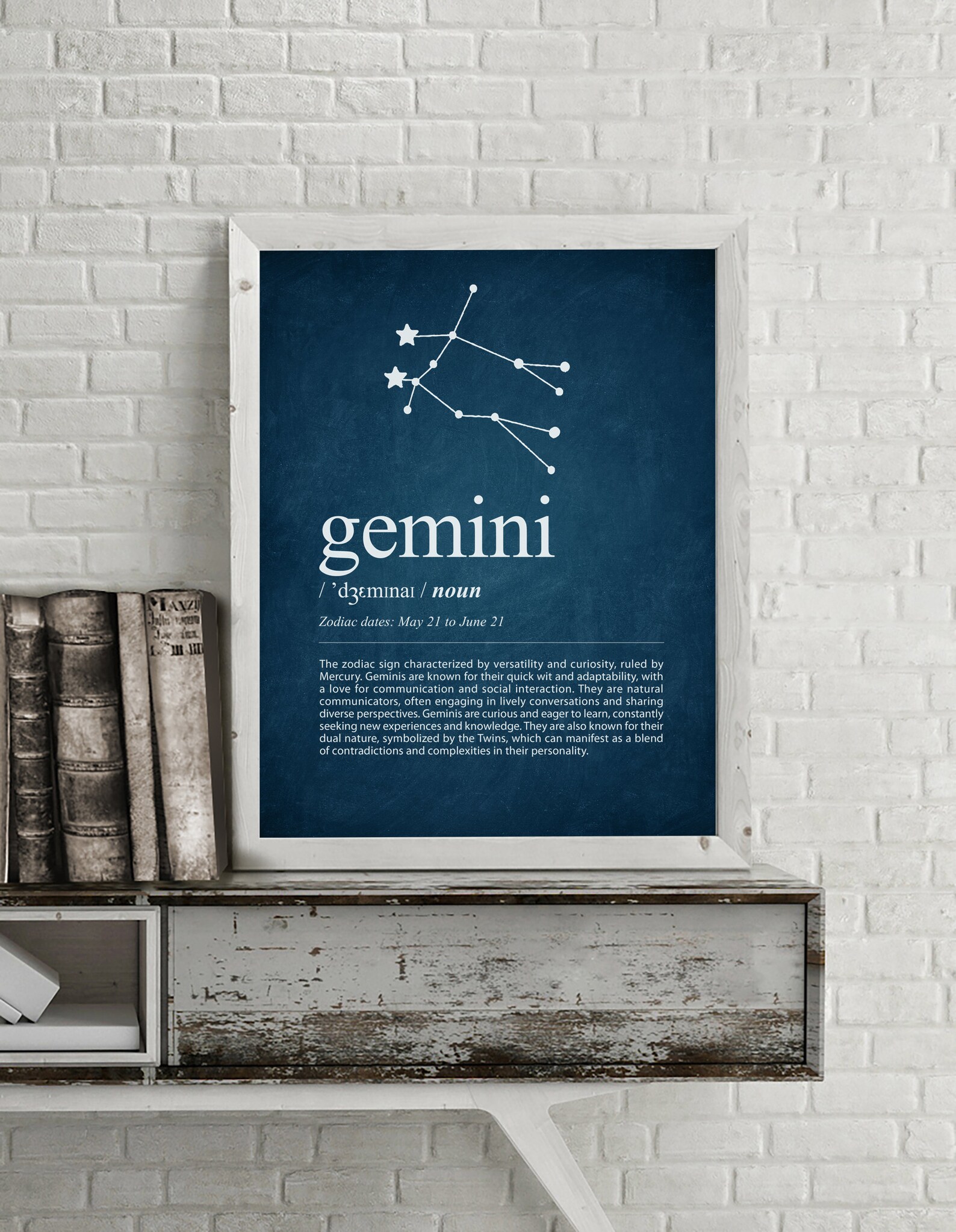GEMINI Definition Poster, Zodiac Sign Gemini Stars Definition Print ...
