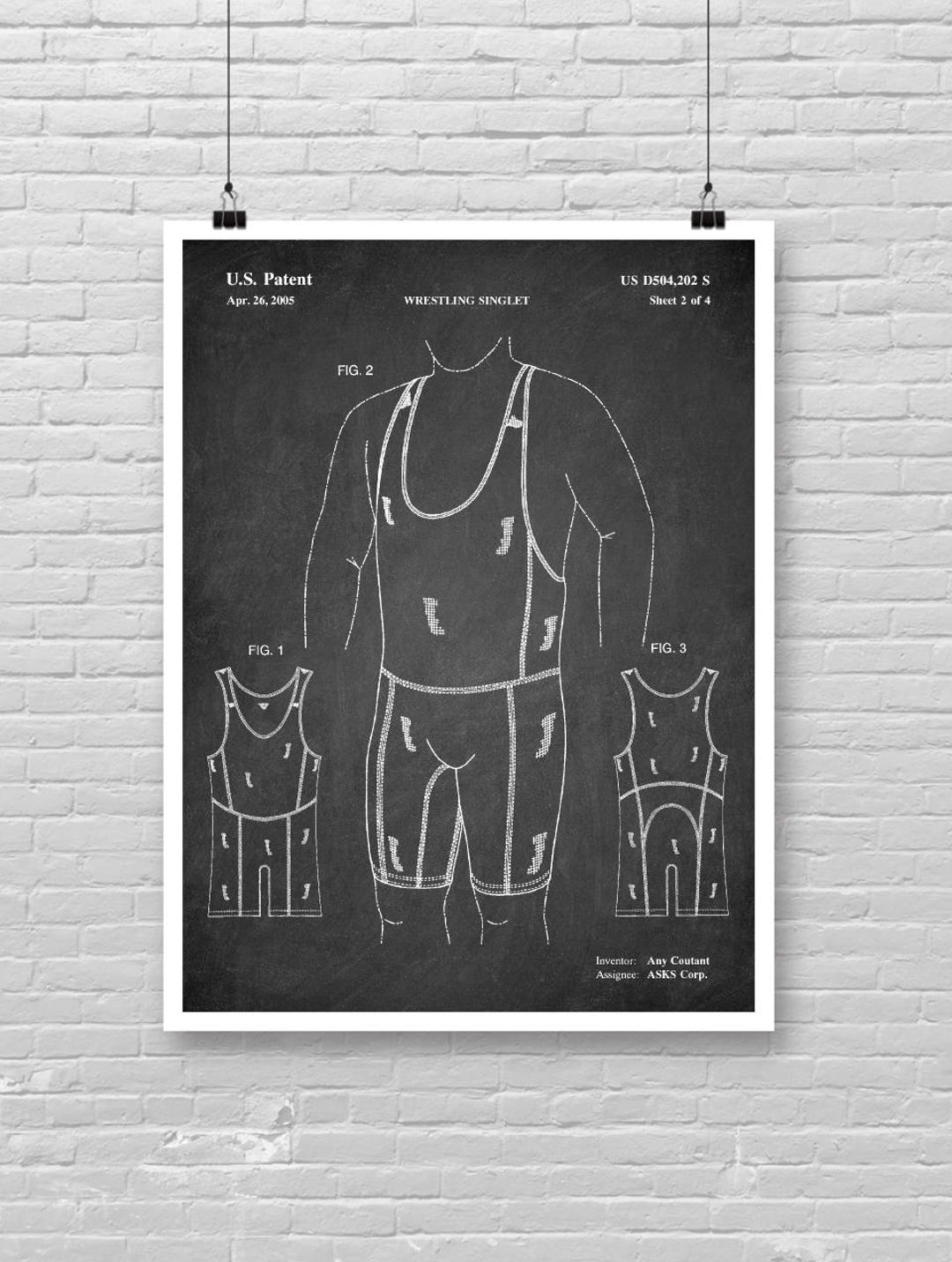 Wrestling Suit Patent Print, Wrestling Suit Technical Drawing Poster ...