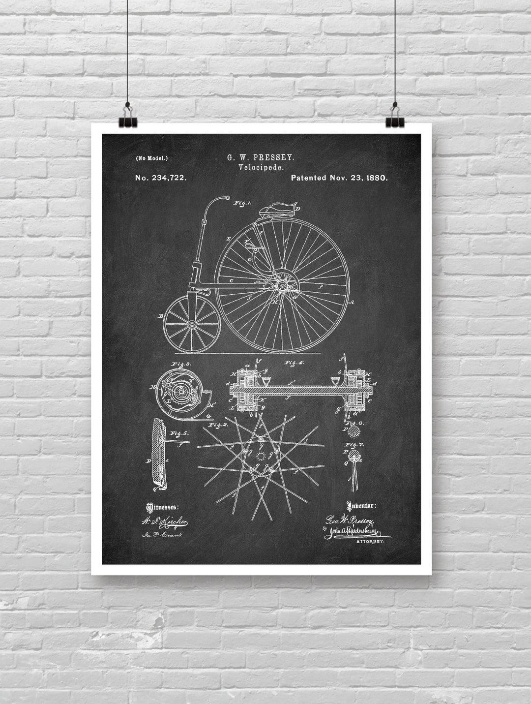 Vintage Bicycle Patent Poster, Old Velo Patent Print, Vintage Bike ...