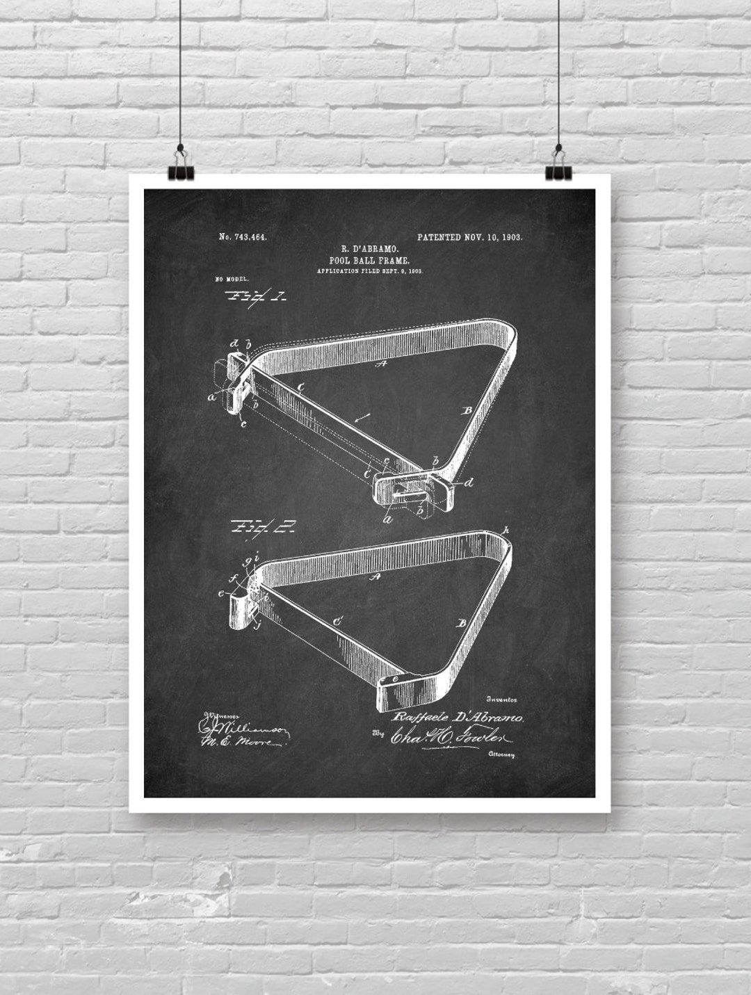 Pool BALL FRAME Patent Poster, Billiard Pool Ball Rack Patent Print ...