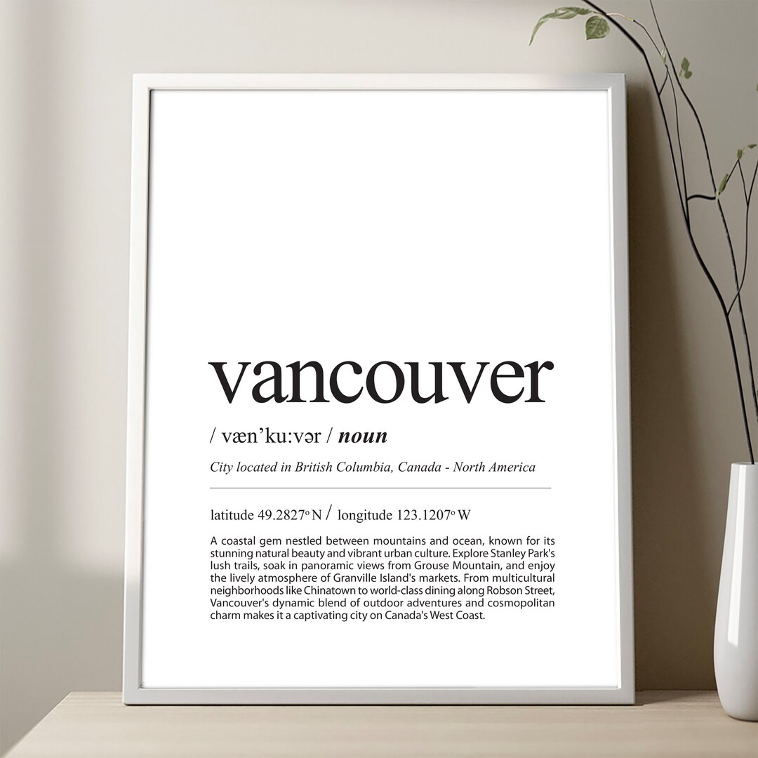 Vancouver Definition Print, Vancouver City Definition Poster ...