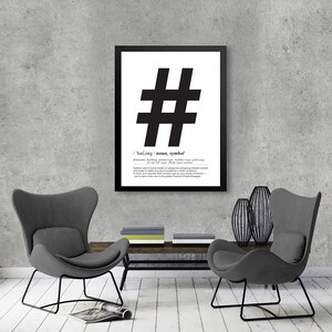 Hashtag Definition Print, Symbol # Definition Poster, Typography ...