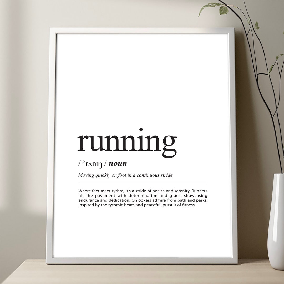 RUNNING Definition Poster, Running Definition Print, Minimalist Running ...