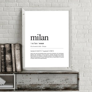 Milan Definition Print, Milan City Definition Poster, Milan Travel Art ...
