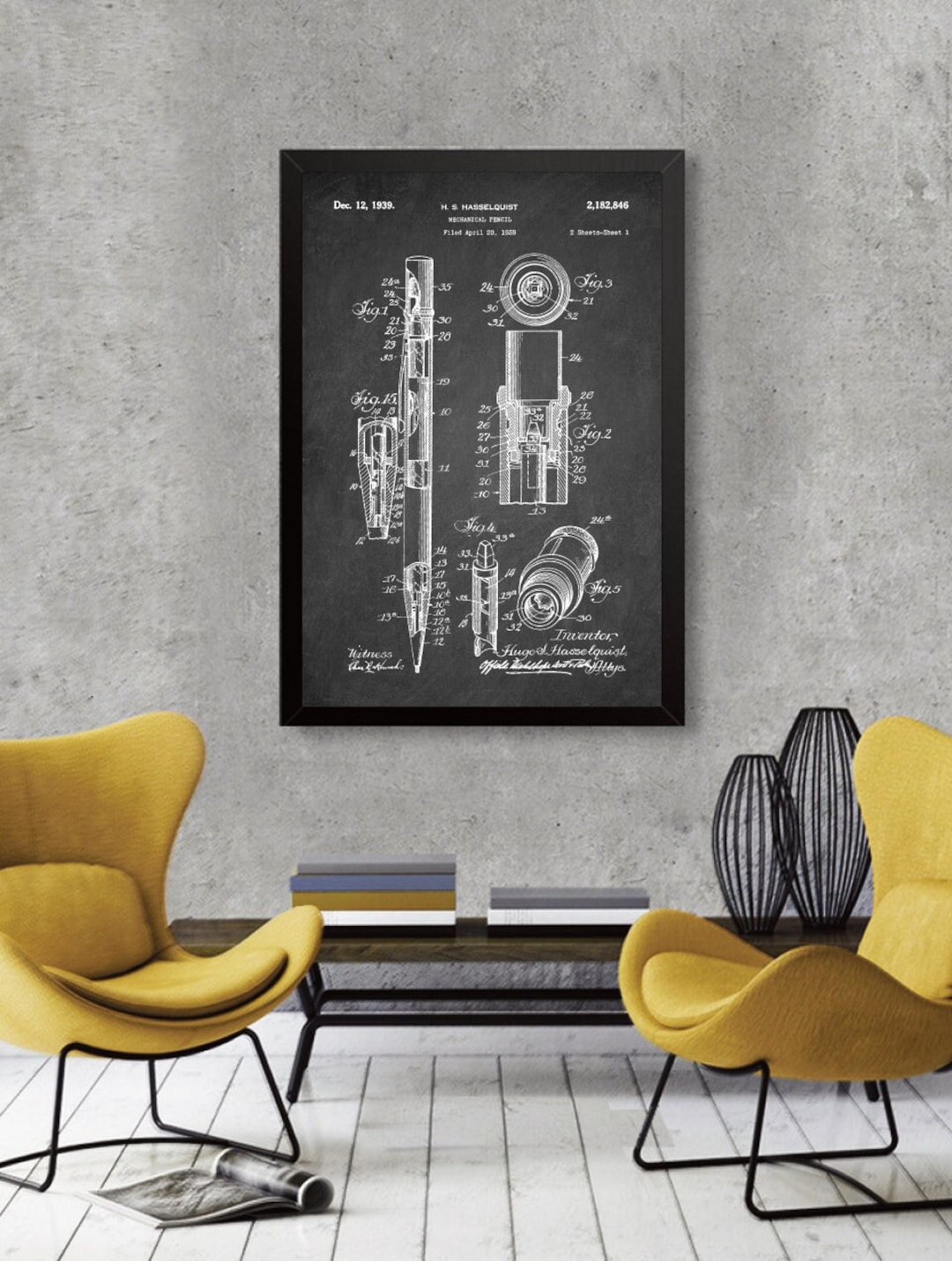 Mechanical Pencil Patent Print, Architect Engineer Mechanical Pencil ...