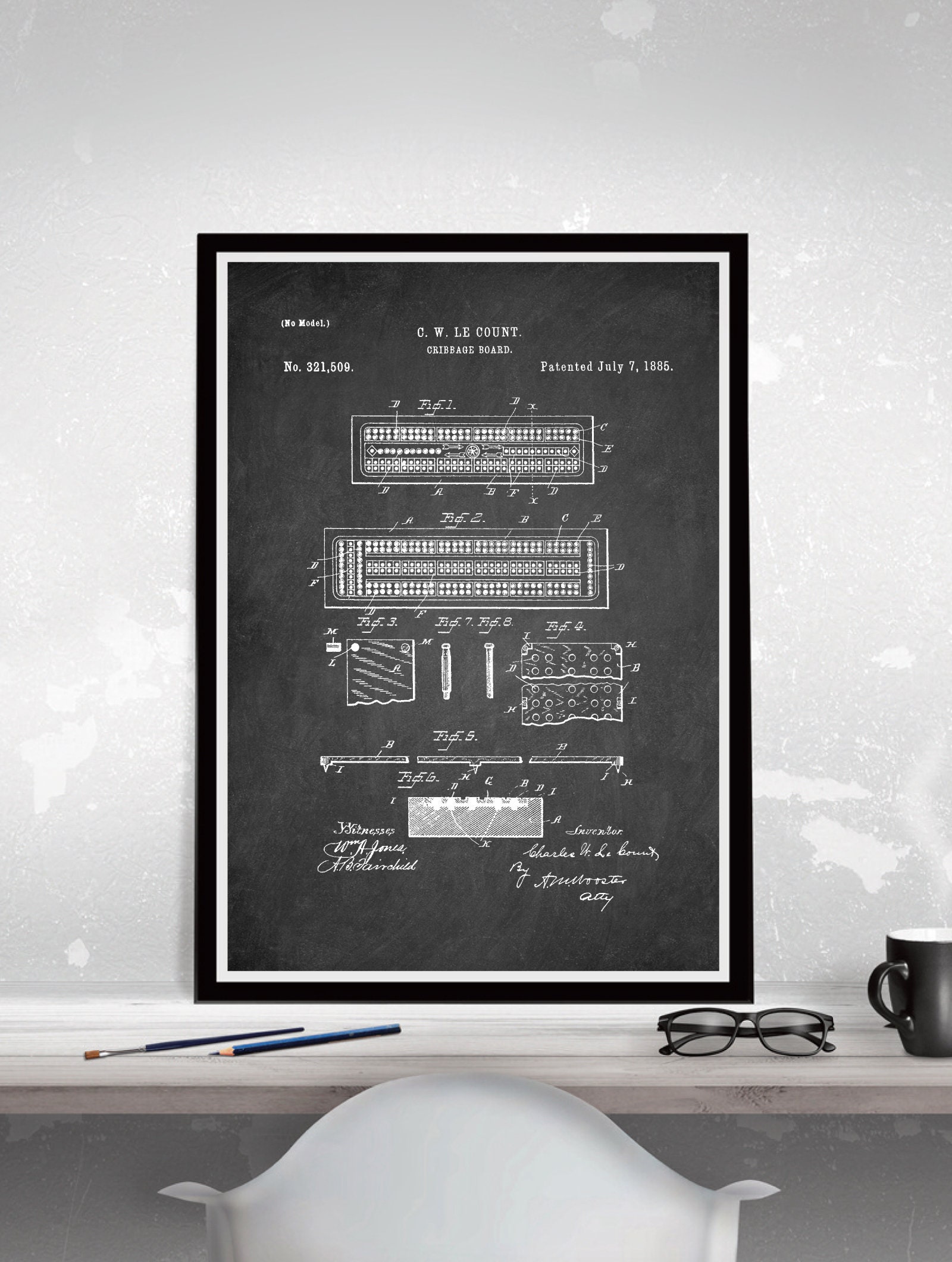 CRIBBAGE Board Patent Poster, Classic GAME Patent, Vintage Cribbage ...