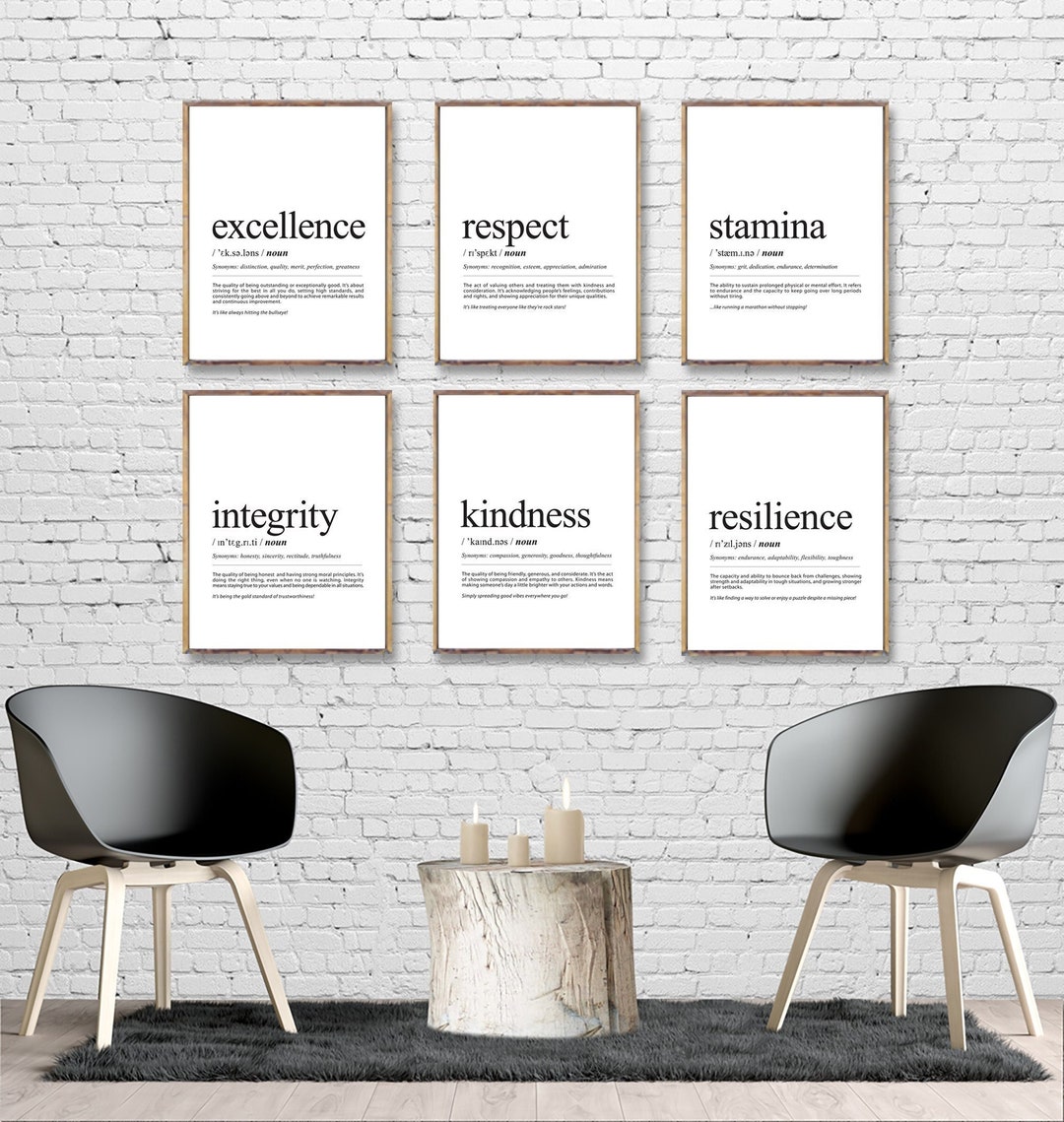 Qualities Definition 6 Poster Set, Excellence Definition, Respect ...
