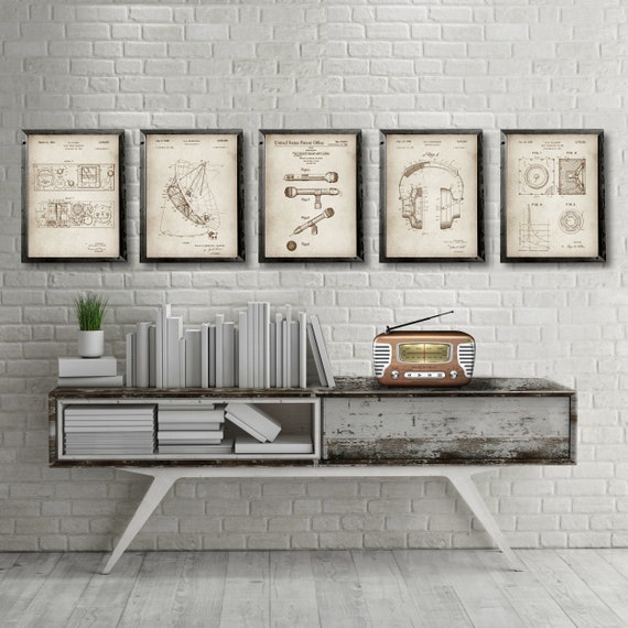 Vintage Audio MUSIC Patents 5 Poster Set Radio Telescope | Etsy