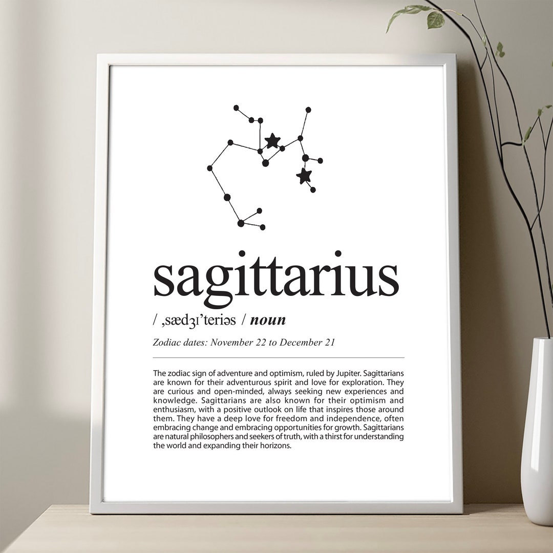 SAGITTARIUS Definition Print, Sagittarius Zodiac Sign Definition Poster ...