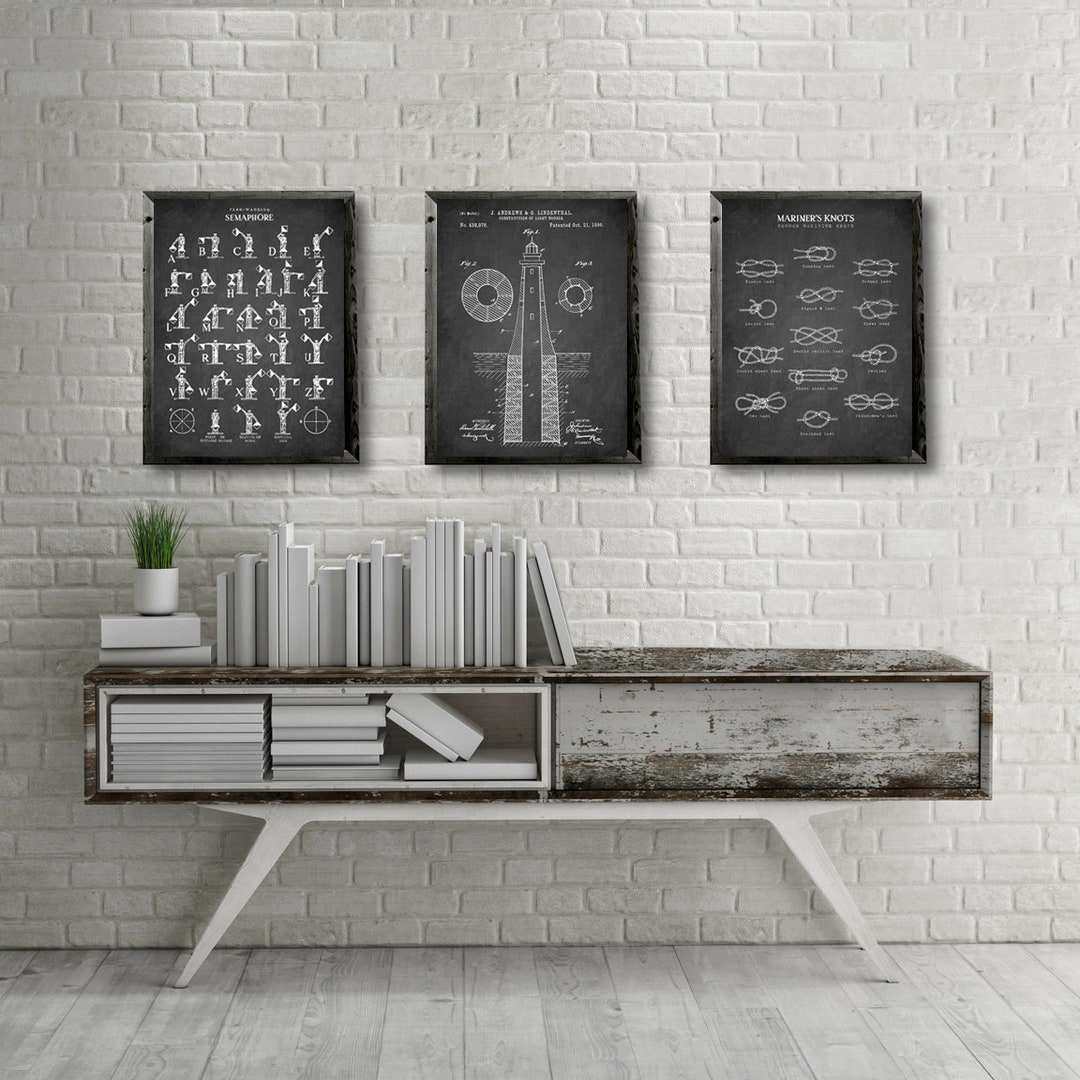 NAUTICAL Patent 3 Poster Set, Semaphore Poster, Lighthouse Patent ...