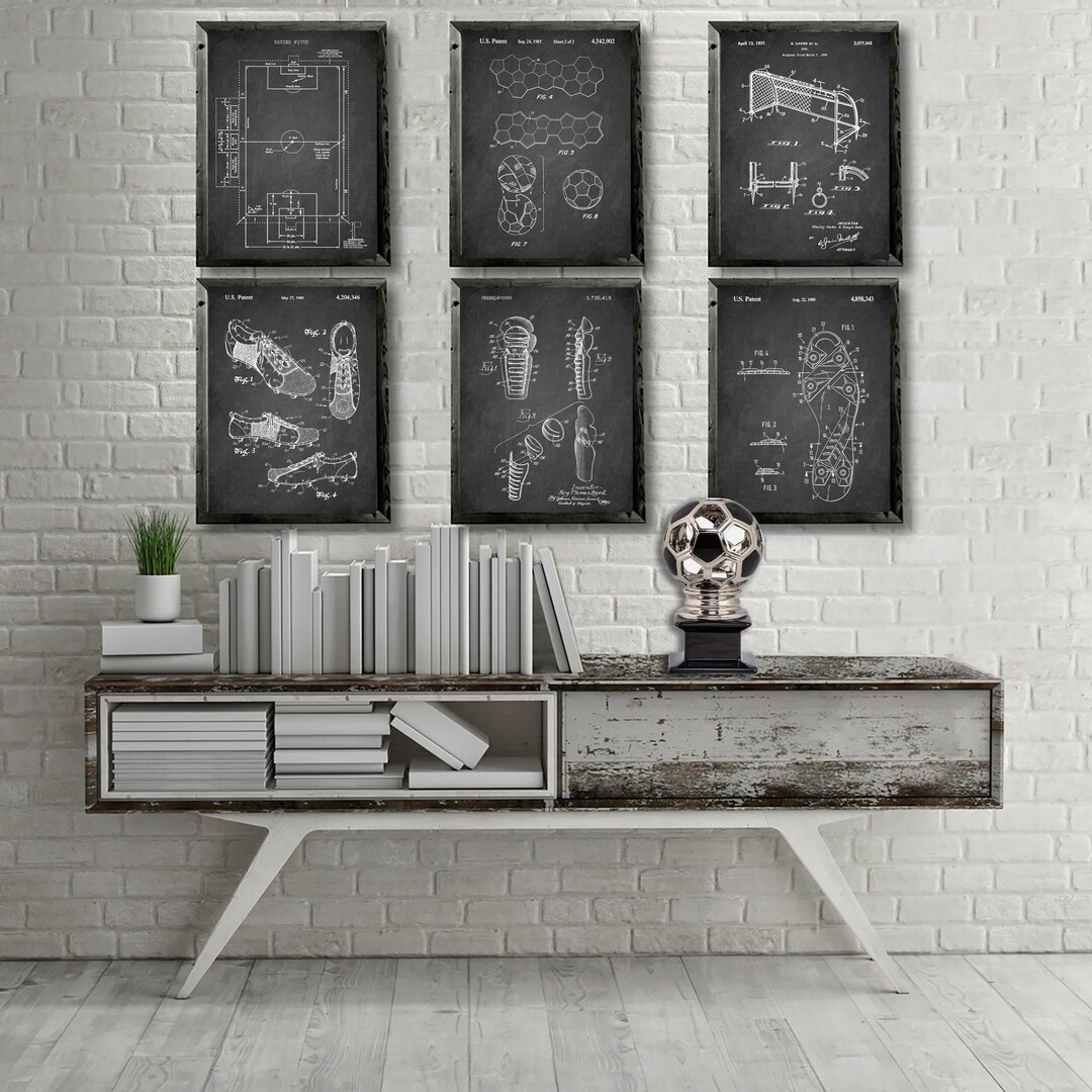 Soccer 6 Poster Set, Soccer Pitch Print, Soccer Ball Patent, Soccer ...