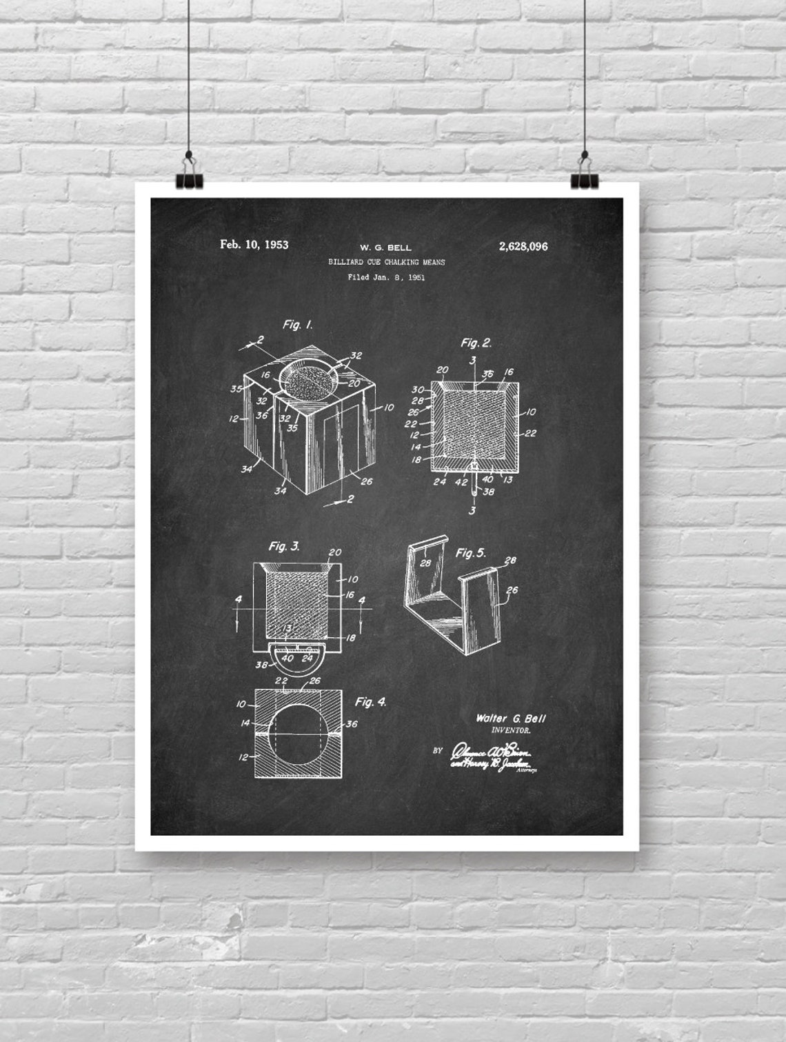 Billiard Pool CHALK Patent Print, Billiard Cue Chalking Means Patent ...