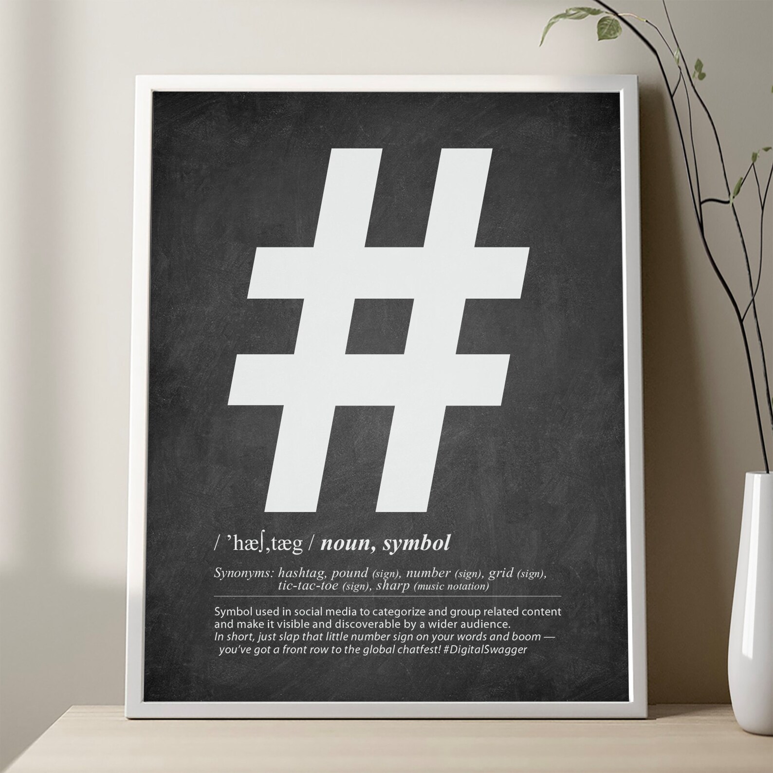 Hashtag Definition Print, Symbol # Definition Poster, Typography ...