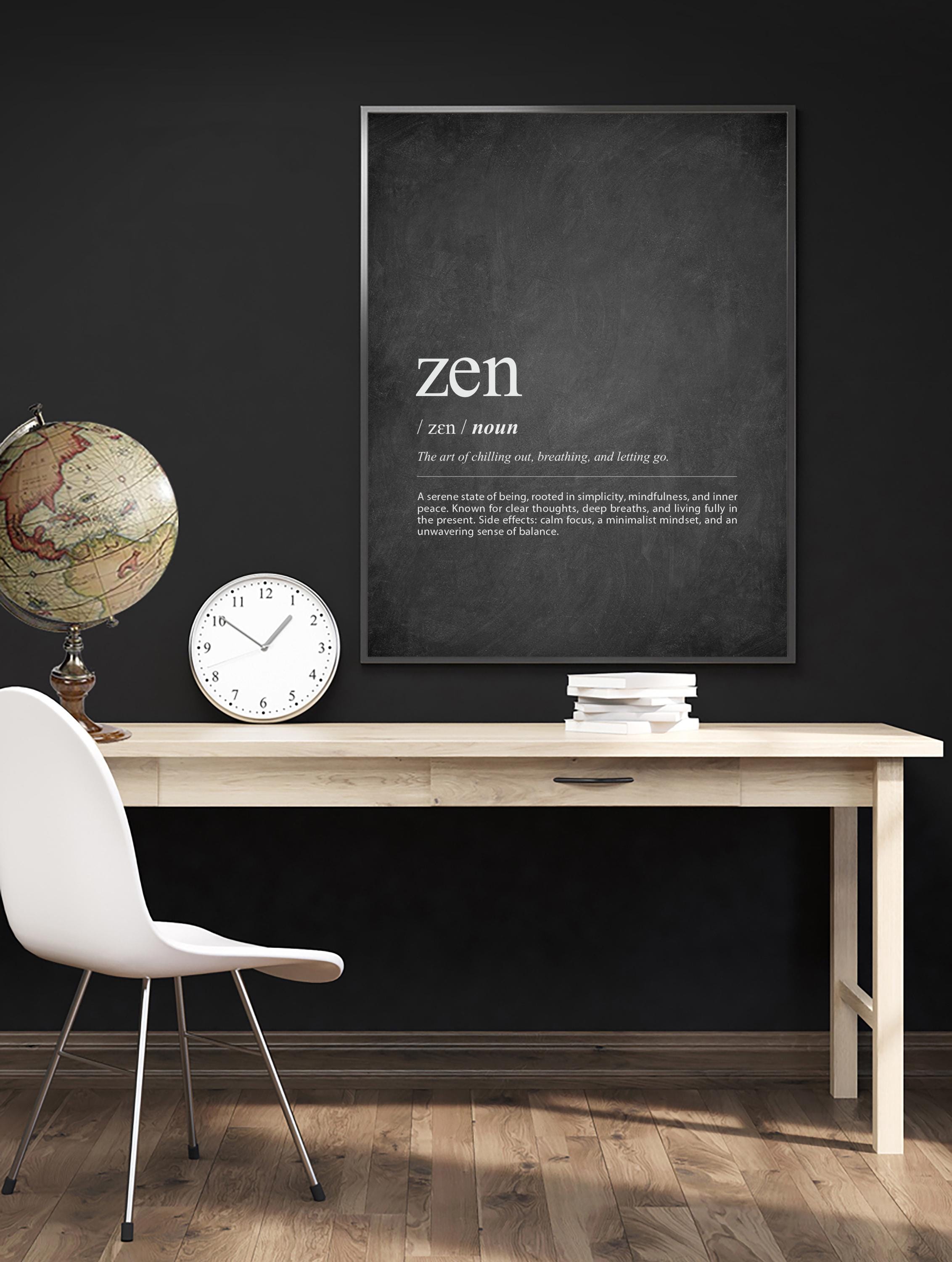 ZEN Definition Poster, Zen Definition Print, Black and White Zen Print ...