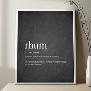 Rhum Definition Print, Rhum Definition Poster, Alcohol Definition Print ...