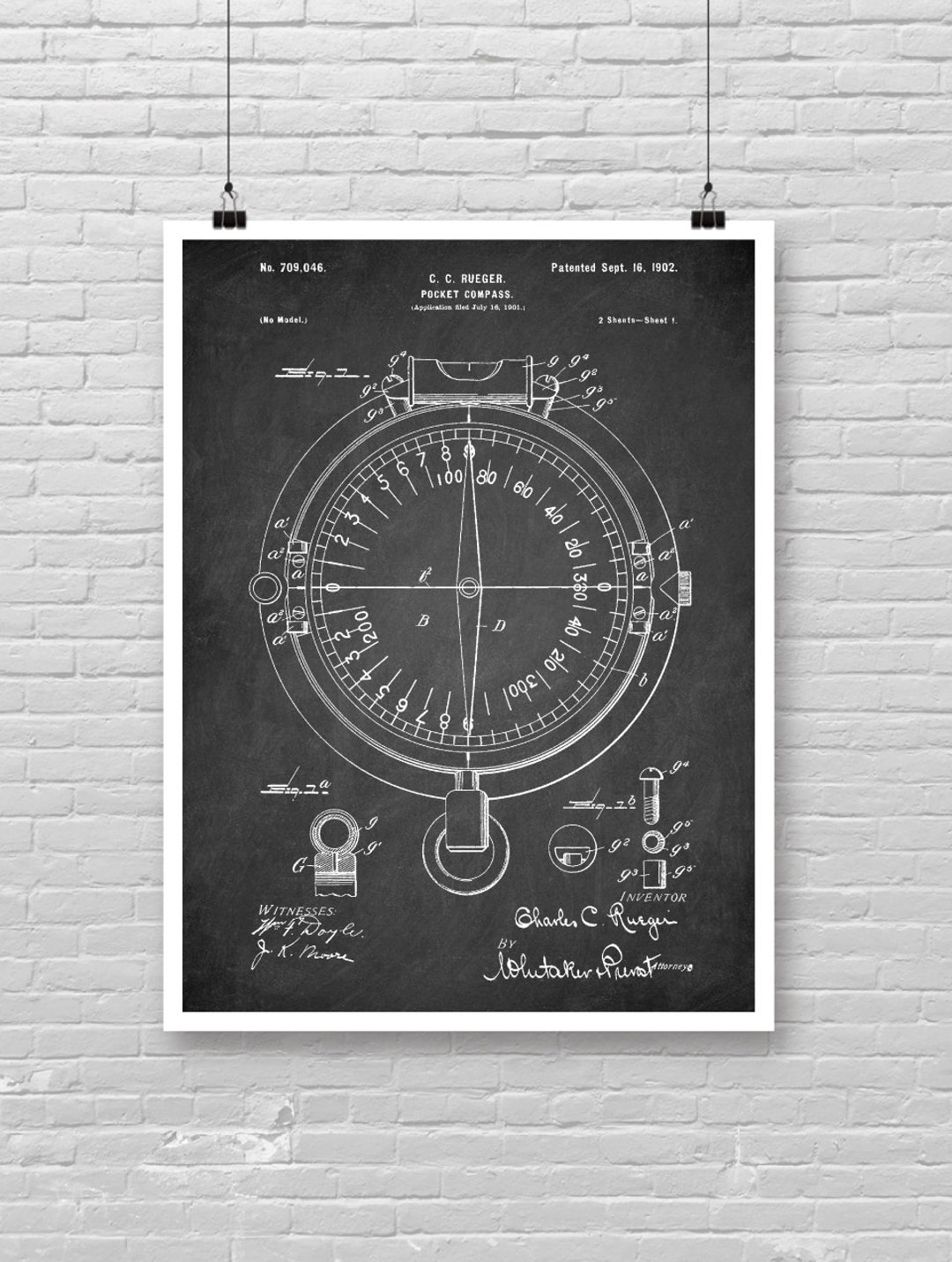 POCKET COMPASS Patent Print, Camping Pocket Compass Patent, Outdoor ...
