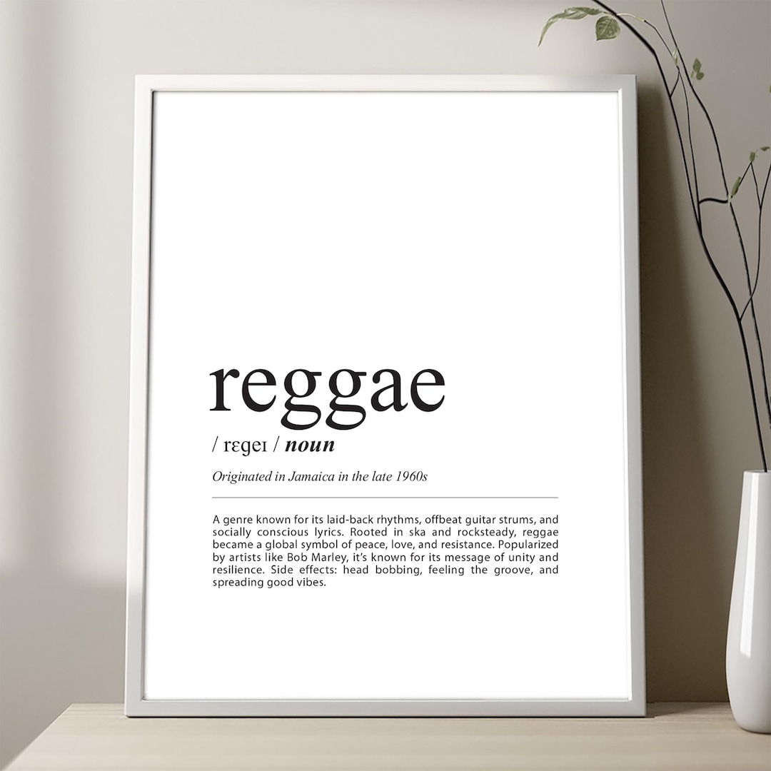REGGAE Definition Poster, Minimalist Reggae Music Definition Print ...