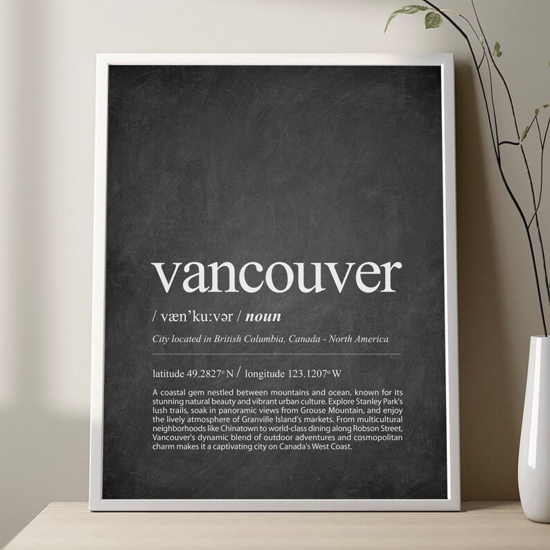 Vancouver Definition Print, Vancouver City Definition Poster ...