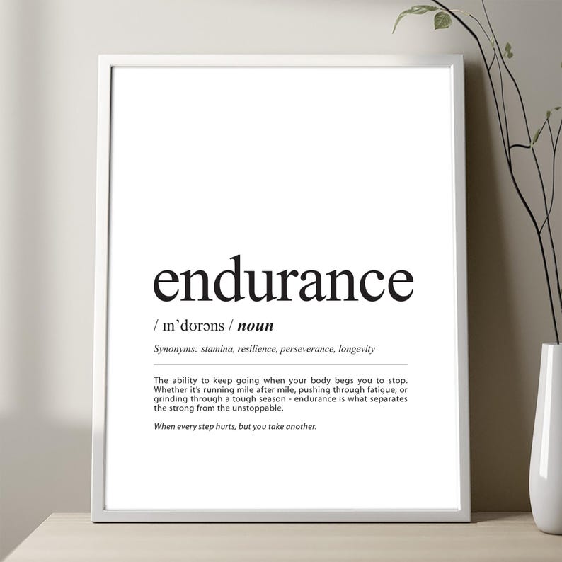 ENDURANCE Definition Print, Endurance Definition Poster, Sport ...