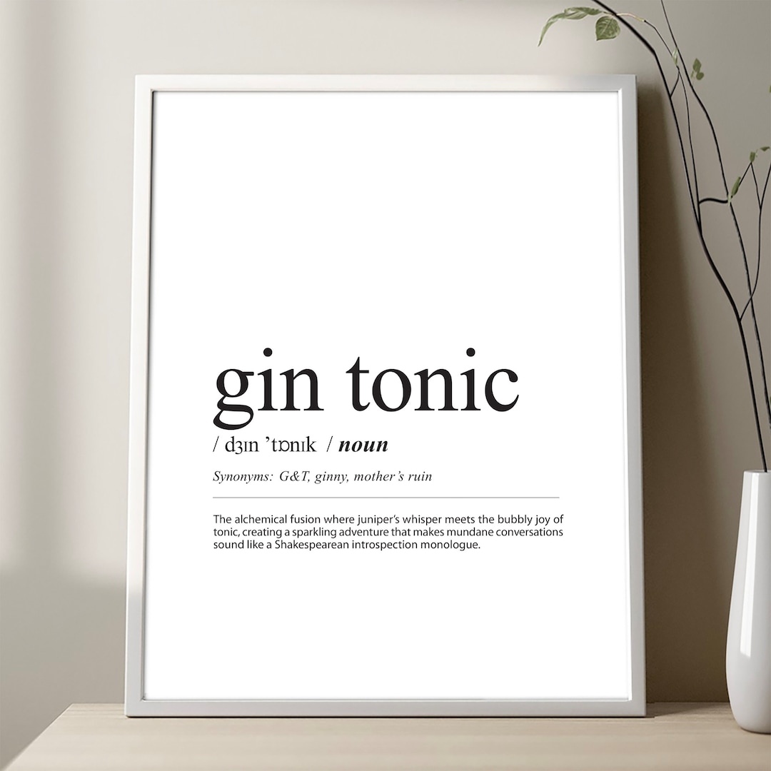 Gin Tonic Definition Print, Gin Tonic Definition Poster, Alcohol ...