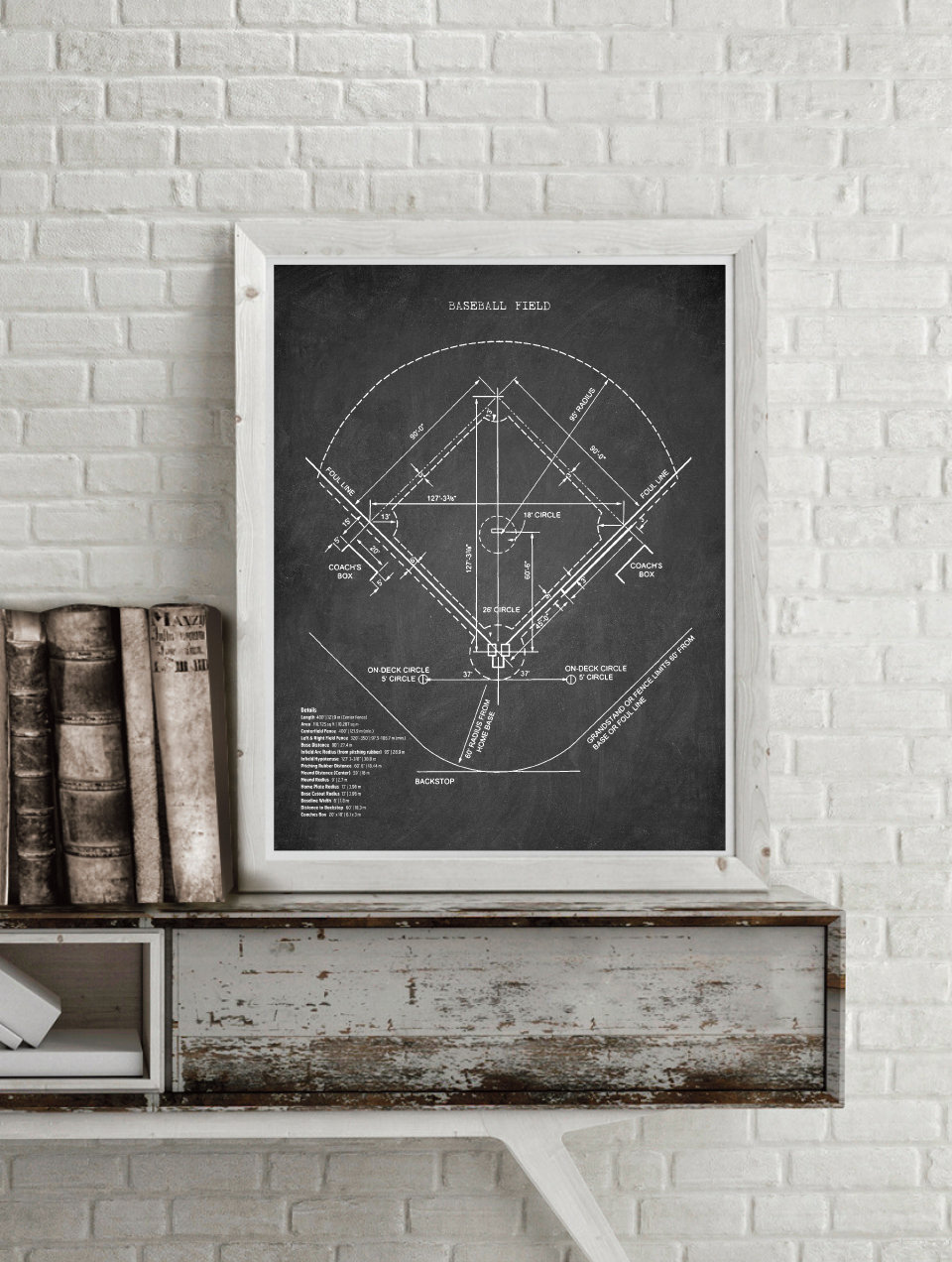 BASEBALL Field Print, Baseball Field Technical Poster, Baseball Field ...