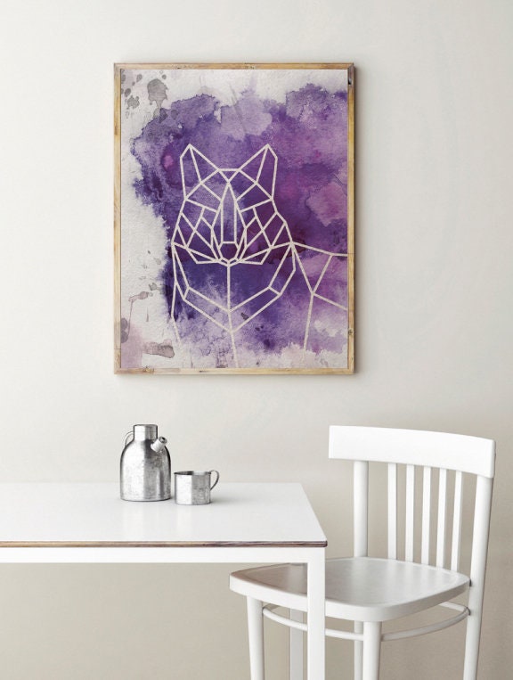 WOLF Wireframe Water Color Poster Minimalist Geometrical - Etsy