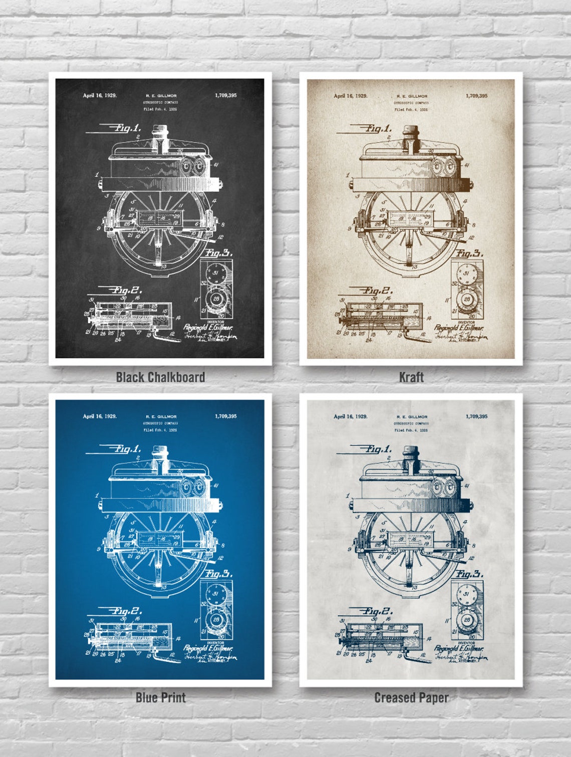 NAVIGATIONAL Instruments 3 Poster Set Gyroscopic Navigating | Etsy