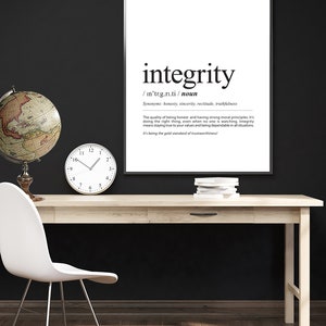 Integrity Definition Print, Integrity Definition Poster, Black and ...