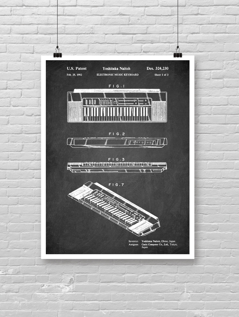 Electronic Music KEYBOARD Patent Poster Keyboard Patent - Etsy