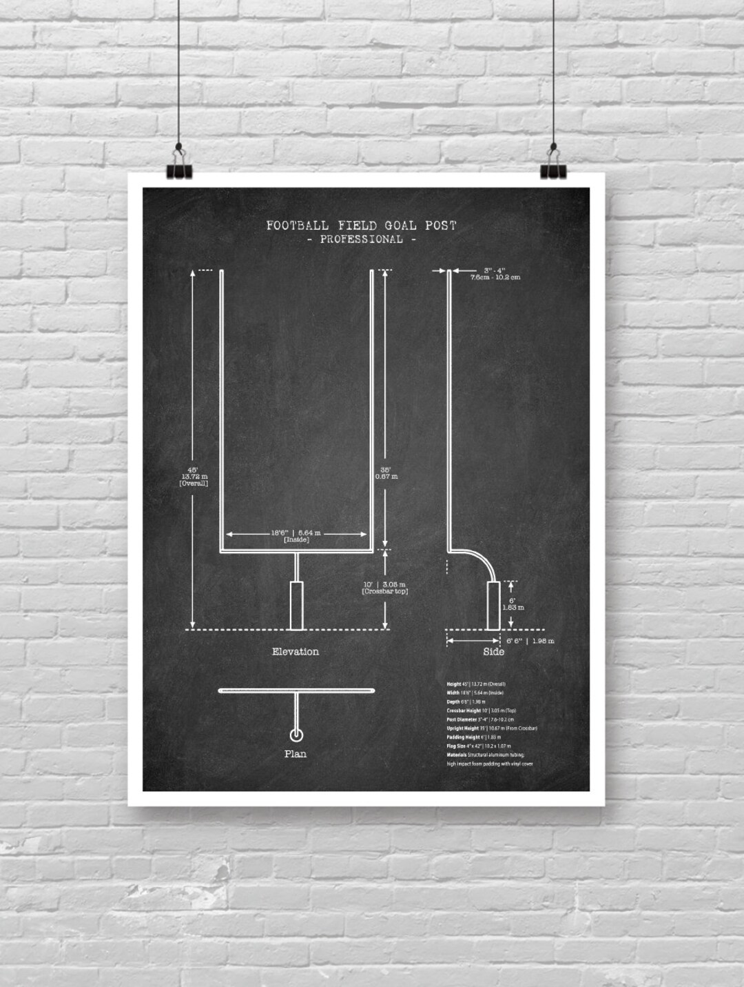 FOOTBALL Field Goal Post Print, American Football Goal Post Poster ...