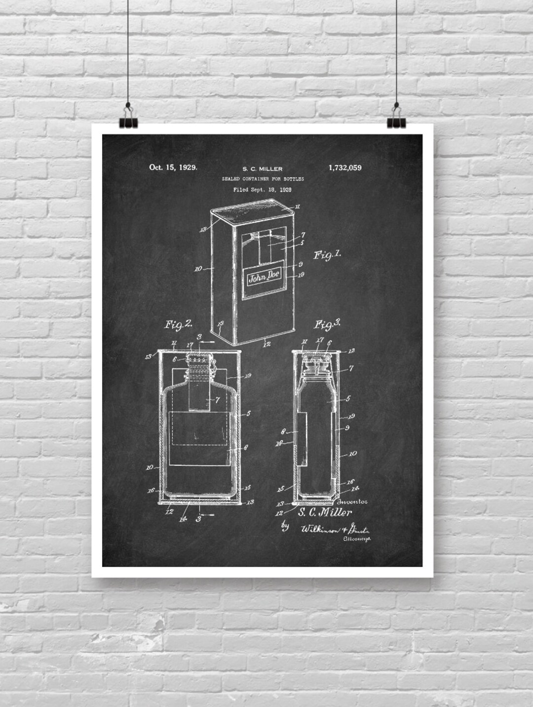Vintage WHISKY Bottle Patent Poster, Alcohol Bottle Patent Print ...