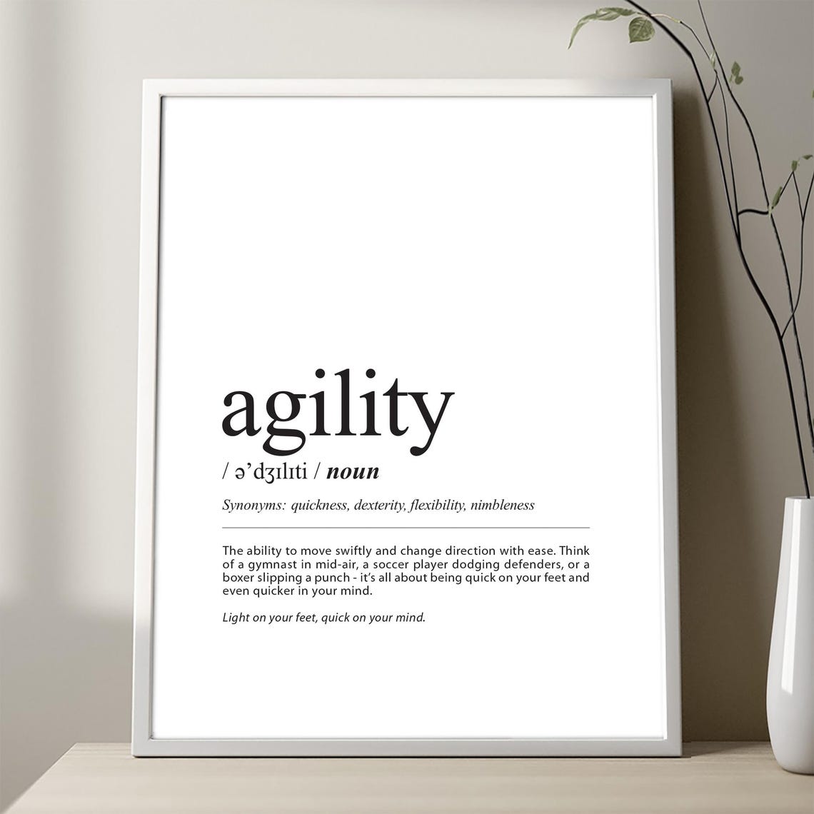 AGILITY Definition Poster, Agility Definition Art Print, Sport ...