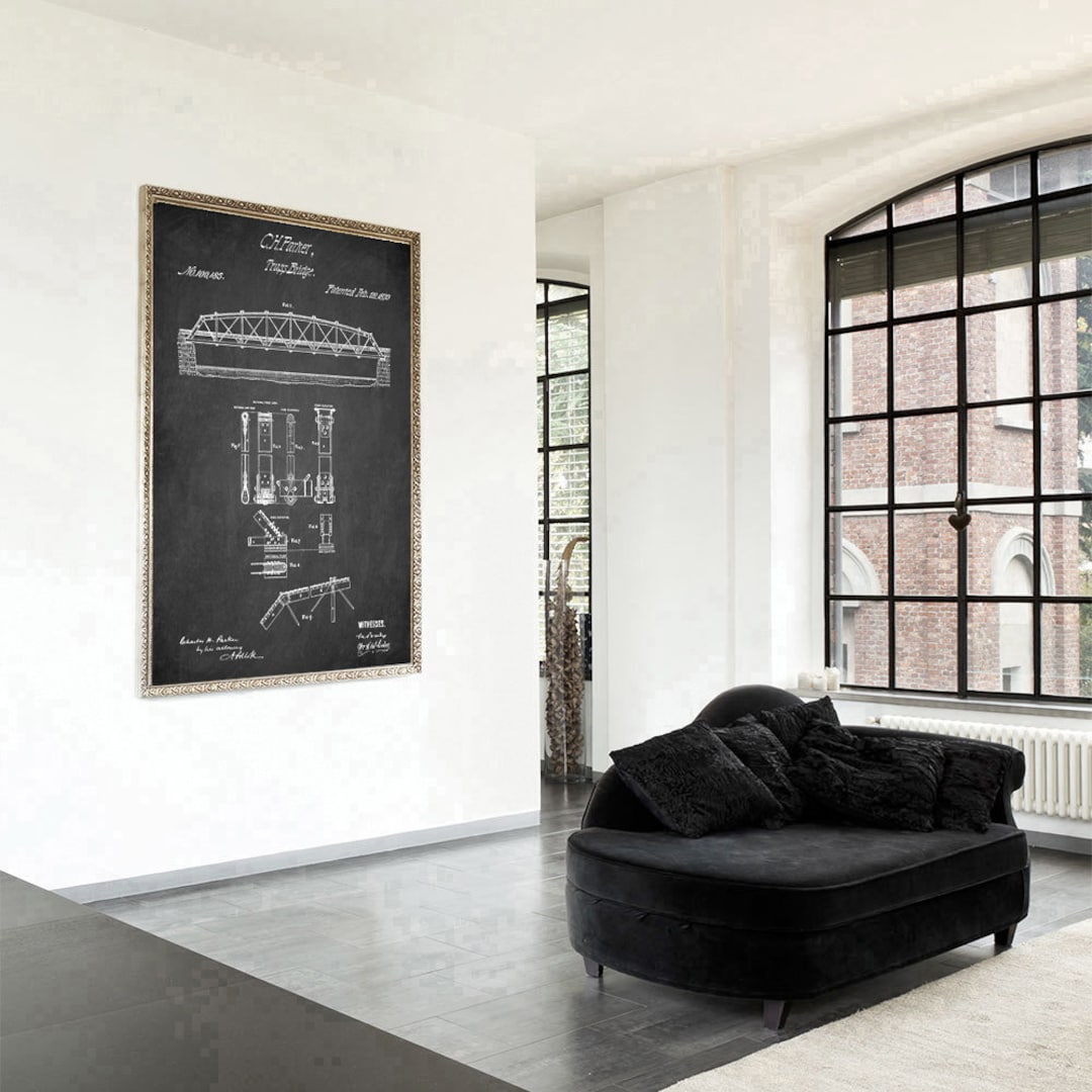 TRUSS BRIDGE Patent 1870 Print, Bridge Architectural Drawing, Bridge ...