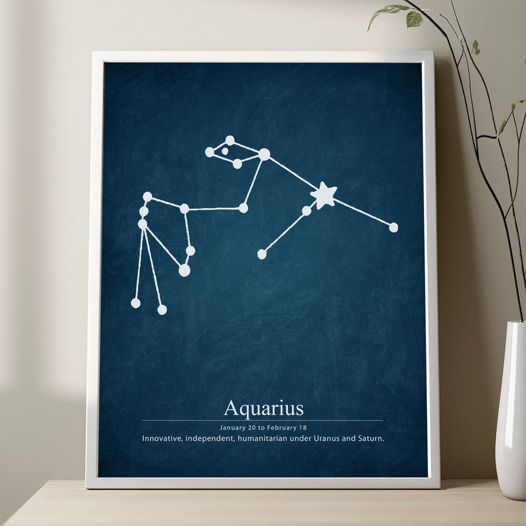 AQUARIUS Stars Definition Poster, Aquarius Zodiac Sign Definition Print ...