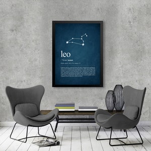 LEO Definition Poster, Leo Zodiac Sign Definition Print, Leo ...