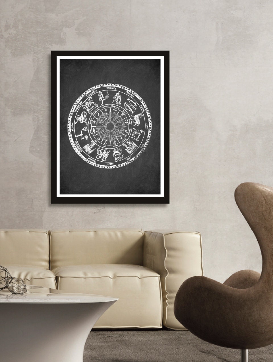 ZODIAC SIGNS Chart Poster, Astrology Vintage Engraving Signs of the ...